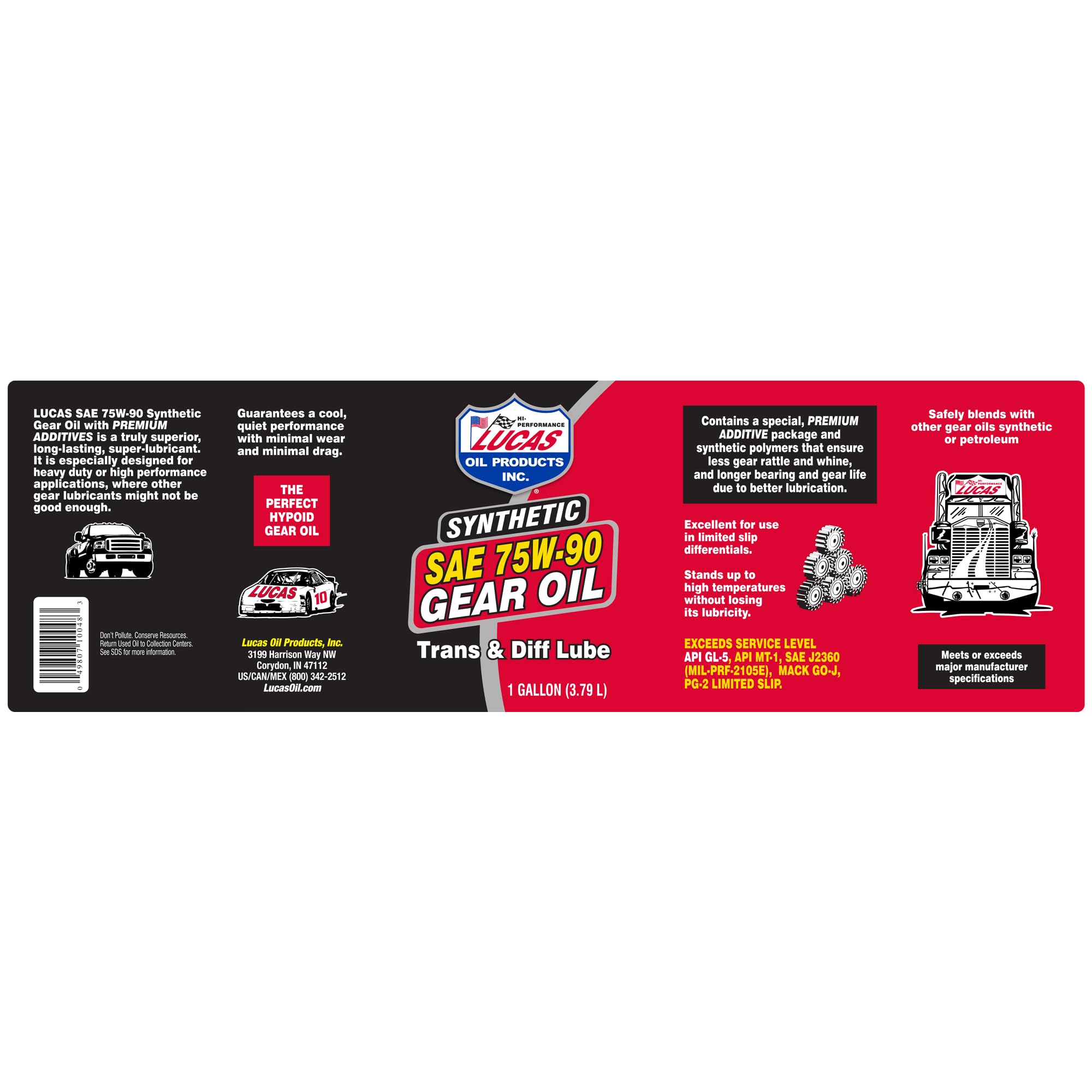 Lucas Oil 10048 Synthetic SAE 75W-90 Gear Oil - 1 Gallon