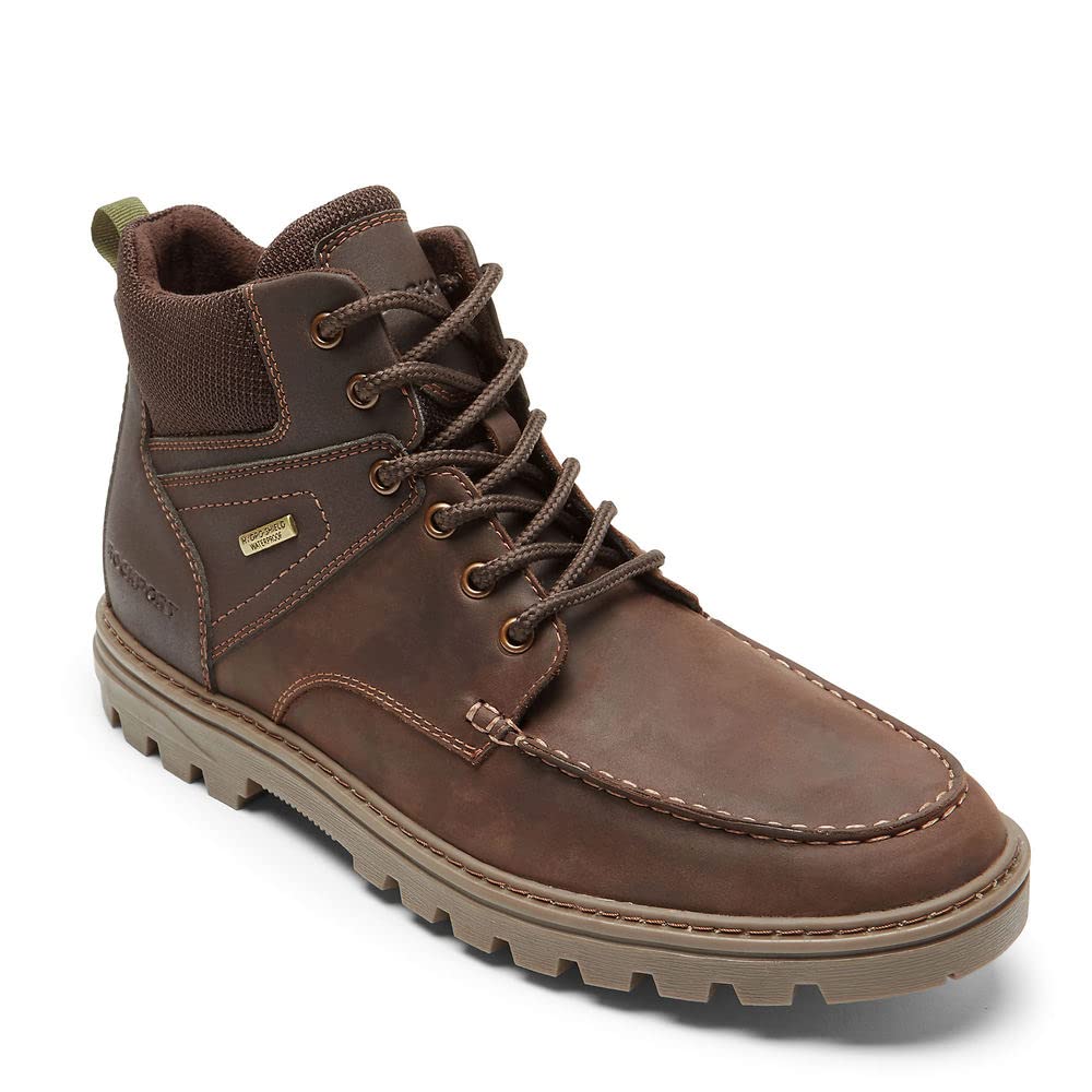 Rockport Men's Weather Ready Moc Toe Boot Hiking, Java Leather/Suede, 10
