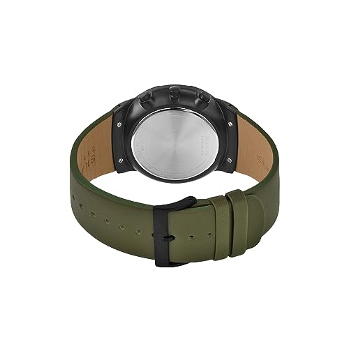 Skagen Men's MELBYE Chronograph Stainless Steel Quartz Watch with Leather Strap, Olive, 25 (Model: SKW6801)