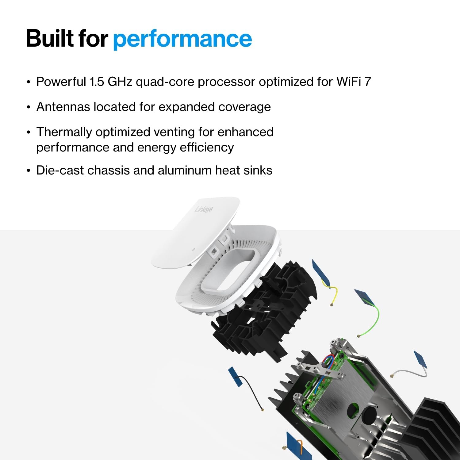 Linksys Velop Pro 7 WiFi Mesh System | One Cognitive Mesh Tri-Band Router with Over 10 Gbps Speeds | Whole Home Coverage up to 3,000 sq. ft. | Connect 200+ Devices | 1 Pack MBE7001 | 2023 Release