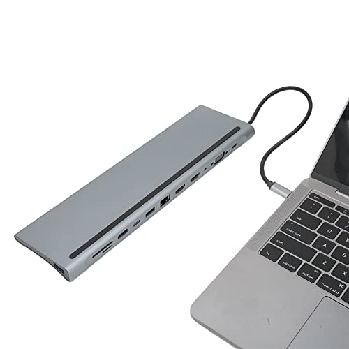 USB C Hub Hdmi Adapter, 12 in 1 USB-c Splitter Laptop Docking Station USB C to Ethernet Multiport Hub with USB Rj45 Vga Card Reader 3.5mm Audio
