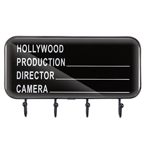 MUOOUM Key Hooks Movie Cinema Lapper Board Key Holder for Wall Decorative with 4 Key Hooks Coat Hanger, Purse Hanger, Towel Hook, Easy Mount Key Hangers