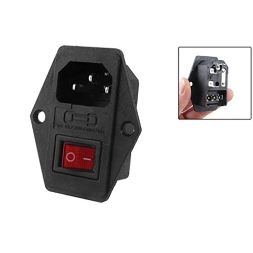 YOCOMYLY – boîtier en plastique noir, 250V, 15a, 3 broches, prise de courant C14, interrupteur à bascule rouge, 10 pièces