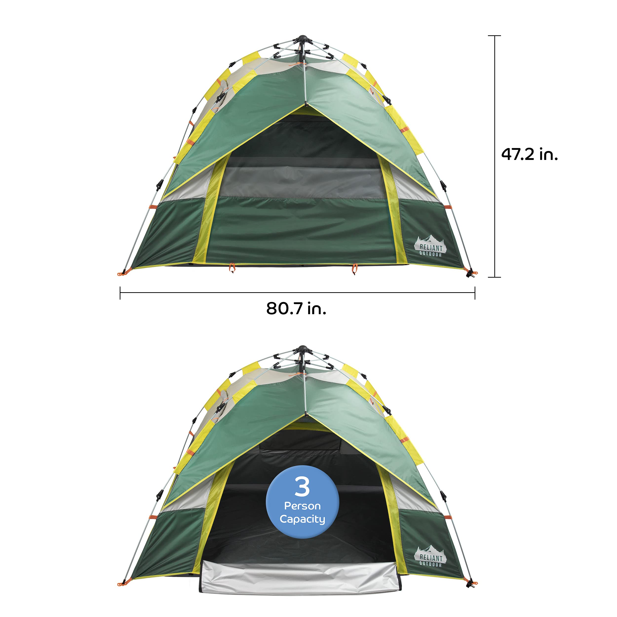 Reliant Outdoor 3-Person Family Tent for Camping and Hiking with Instant 60 Second Easy Setup, Waterproof and Windproof, Pink