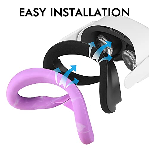 Relohas Accessories for Oculus Quest 2, VR Accessory Set for Meta Quest 2, Include Controller Grip Leather Cover, VR Shell Cover, Face Cover, The Best Gifts for Christmas and Halloween(Pink)