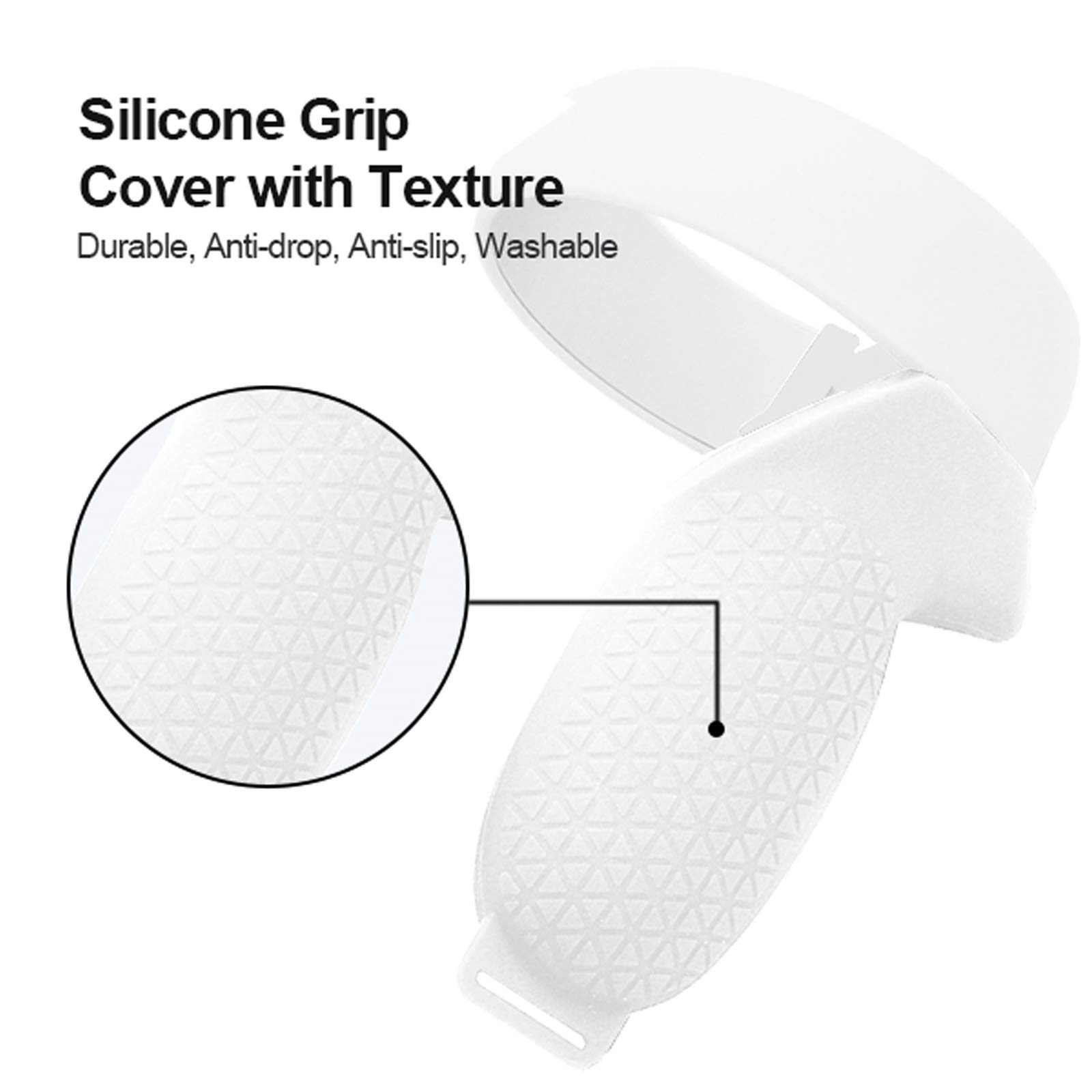 Newest BEJOY Quest 2 Touch Controller Grip Handle Cover, Anti-Slip Sweatproof Protective Controller Grip, Accessories Silicone Grip Protection Cover (Matte White)