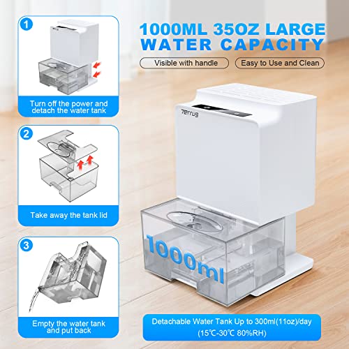 Terrug 320 Sq. Ft Dehumidifier 1000ml 35oz Portable Ultra-Quiet Effective Dehumidifiers with Auto-Off, Colorful Night Lights and Defrost Function for Room (up to 320 Sq. Ft), Closet, Bedroom, Cabinet and Bathroom