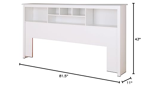 Prepac Stylish Freestanding King Headboard with Bookcase (WSH-8445) Monterey 2 Drawer Nightstand with Open Shelf (WDC-2428), White