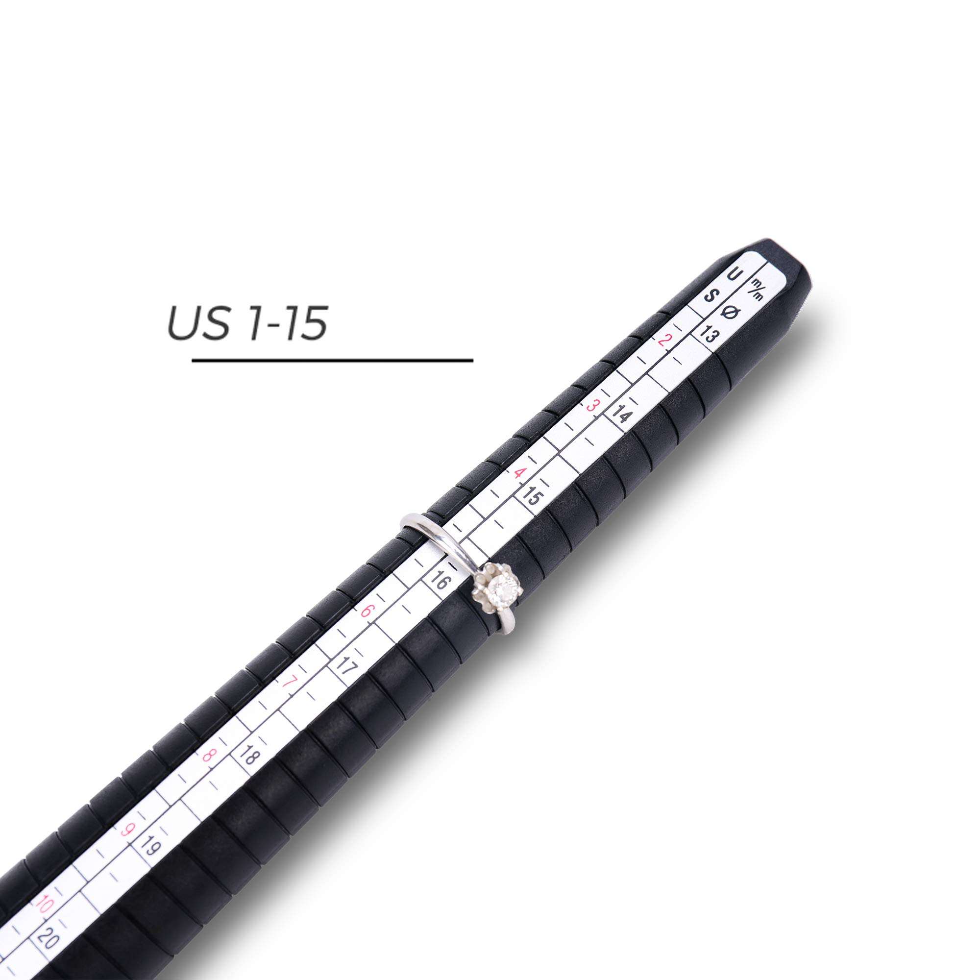 MISURALL Ring Mandrel Sizer Gauge Tool US Size 2-15 EUR Size 41-76&Ring Sizer Set Size 1-13 with Half Size Ring Gauge Ring Size Measuring Tool 27 Pieces