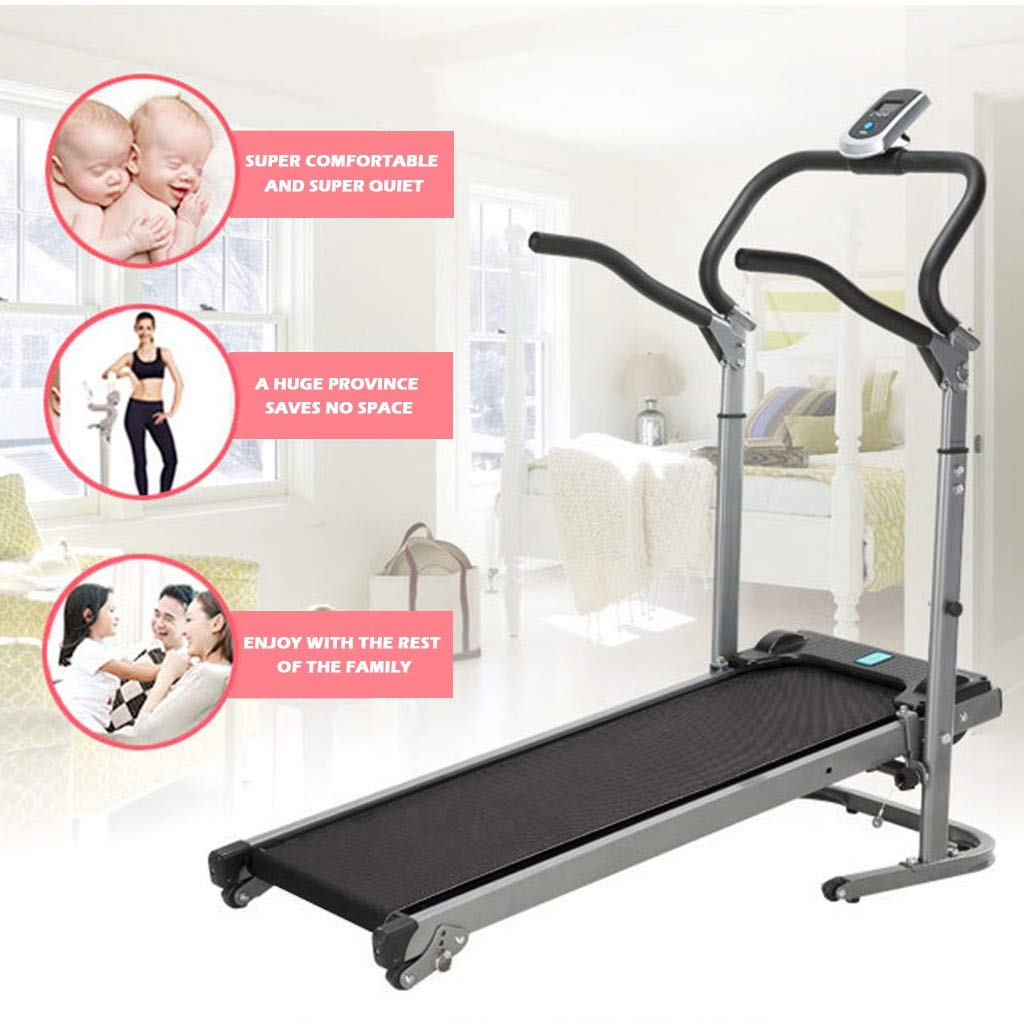 OKBOP Folding Manual Treadmill, 4-in-1 Foldable Under Desk Treadmills Machine for Small Space, Incline Compact Mini Walking Machine for Home Office, 300 lbs Weight Capacity (Black)