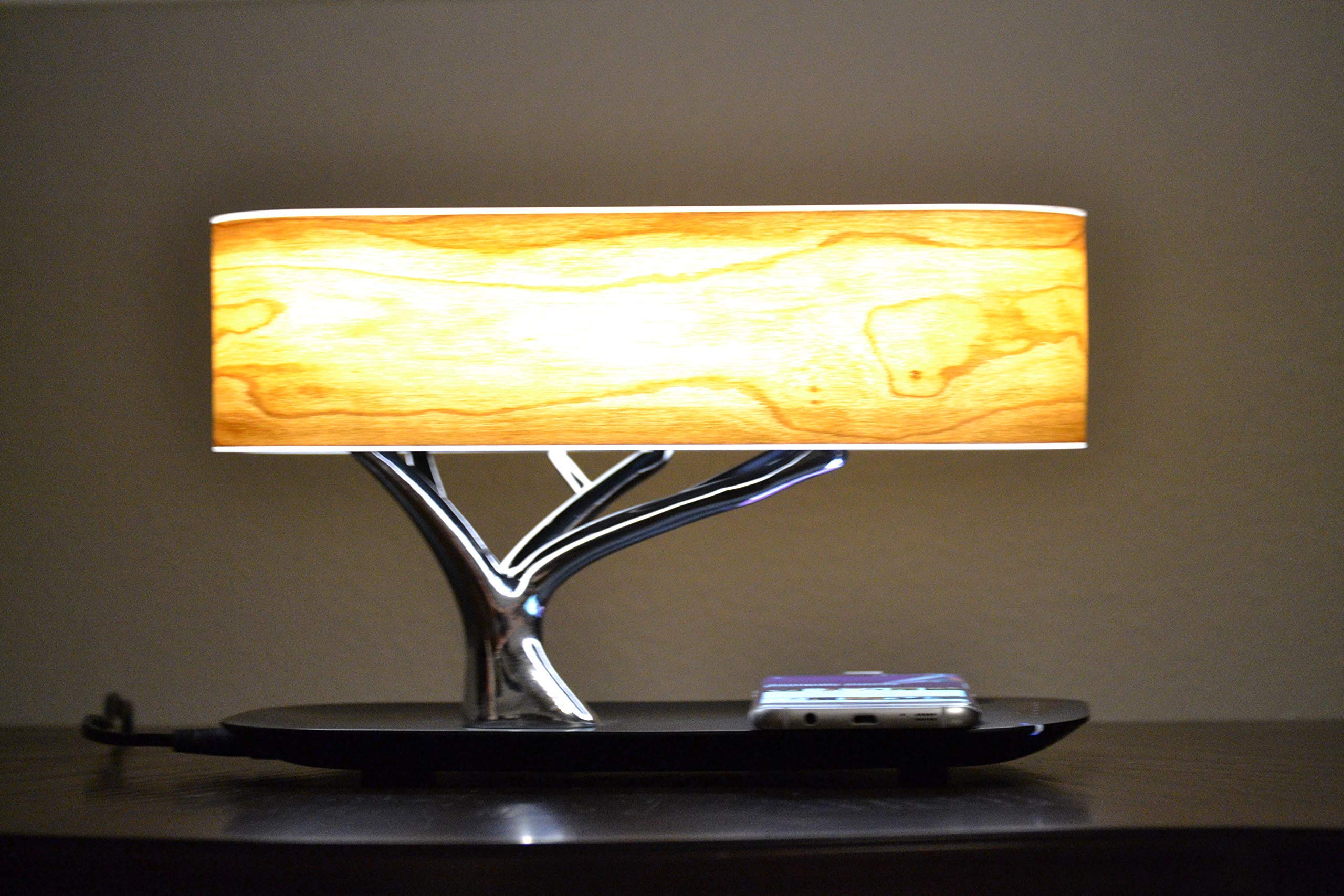 SBOTLIGHT Bedside Tree Lamp with Bluetooth Speaker and Wireless Charger Desk Tree of Life lamp Sleep Mode Stepless Dimming LED Night Light QI Charging Phones Wireless Charge
