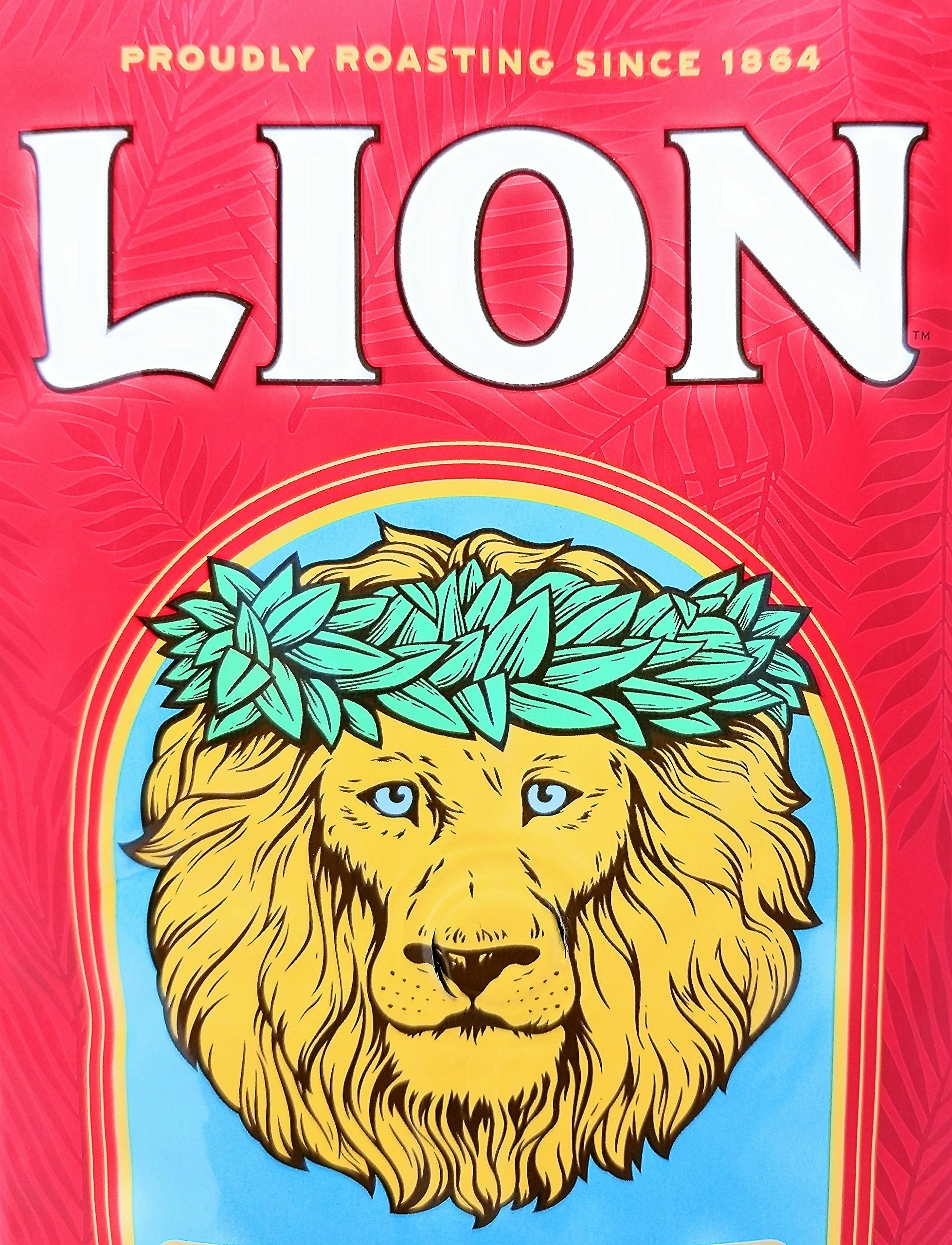 Lion Coffee Premium Gold Roast Whole Bean Coffee, 10% Kona Blend, Medium-Light Roast, A Taste of Aloha - 24 Ounce Bag
