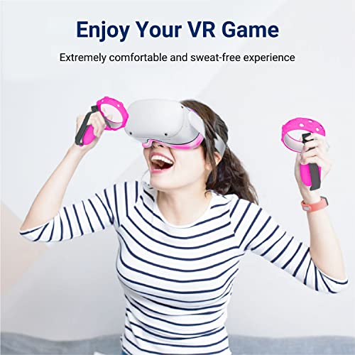TNP VR Face Cover and Eye Cover for Meta Oculus Quest 2 Face Cushion with Nose Light Blocker - Sweat Guard Silicone Cover for Oculus Quest 2 Face Pad, Cloudy Pink