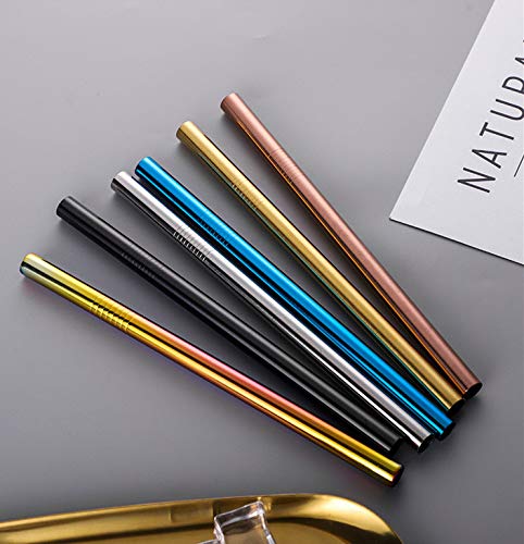 Sunwinc 100Pack Reusable Boba Straws&Jumbo Smoothie Straws-0.5" Wide. Stainless Steel 18/10 Extra Wide Reusable Metal Straws,Fat Boba Straws for Bubble Tea,Milkshakes,Jumbo Drinks (Rainbow-100Pack)