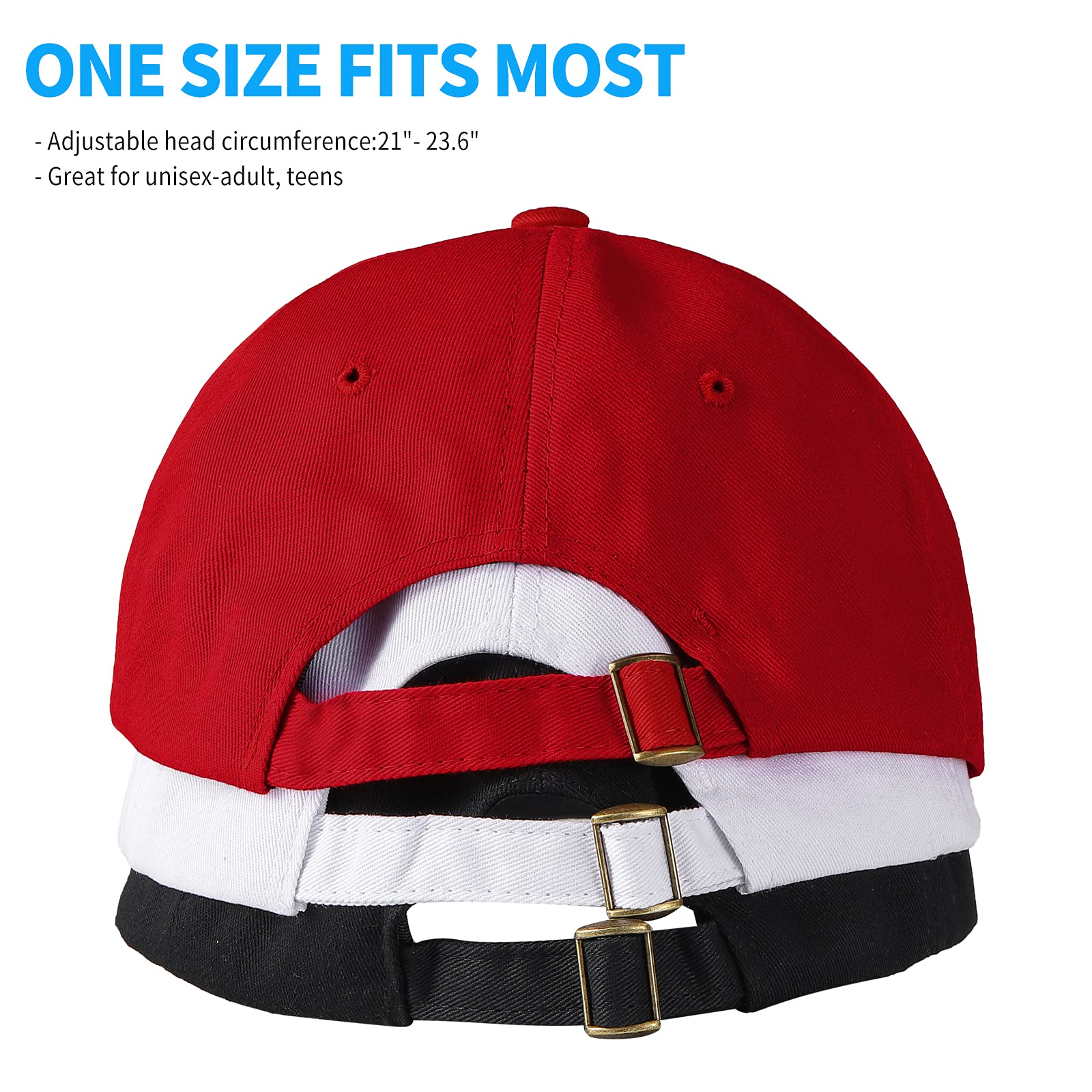MEINICY 3PCS Classic Baseball Cap, Dad Hat Fits Men Women, All Cotton Made, Adjustable Low Profile Unconstructed (Black+White+Red)