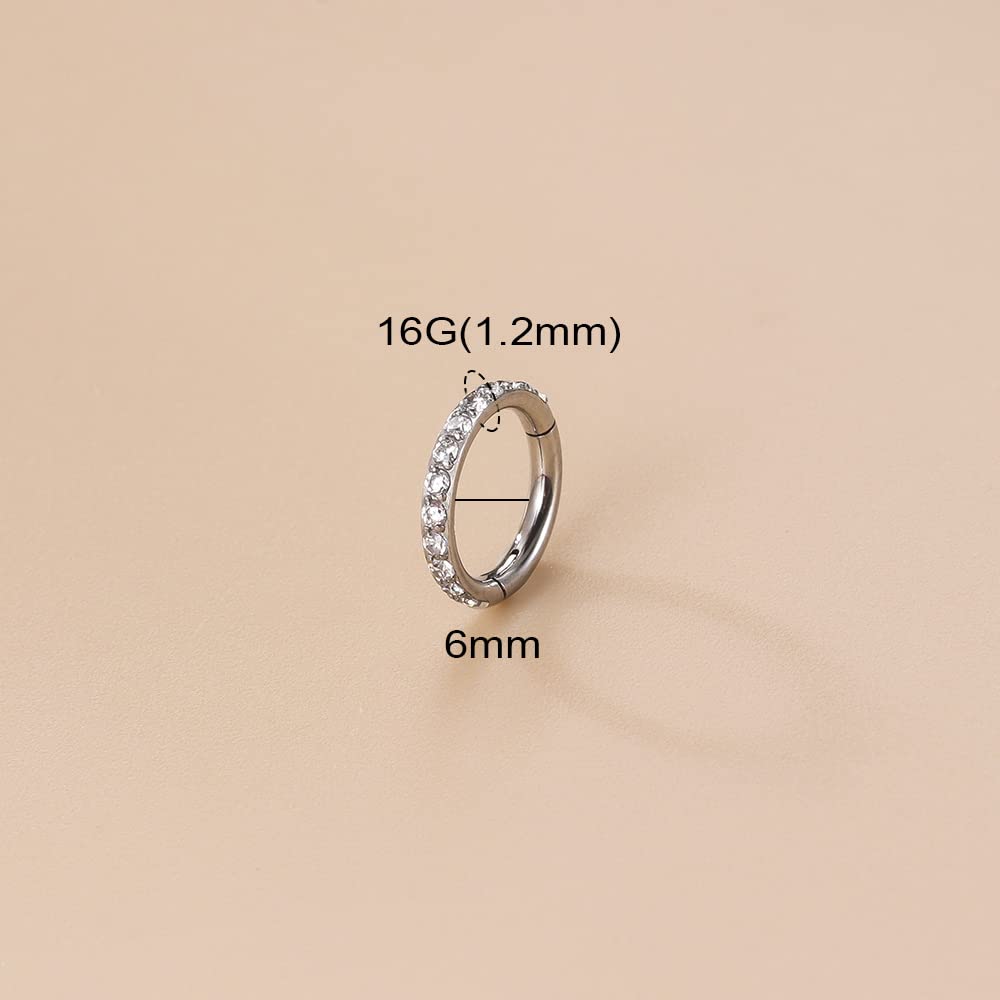Toppiercing One Piece ASTM-F136 Piercing Titane G23 16G 6mm Hinged Clicker Segment Hoop Cartilage Earring Tragus Helix Piercing Titanium Earring