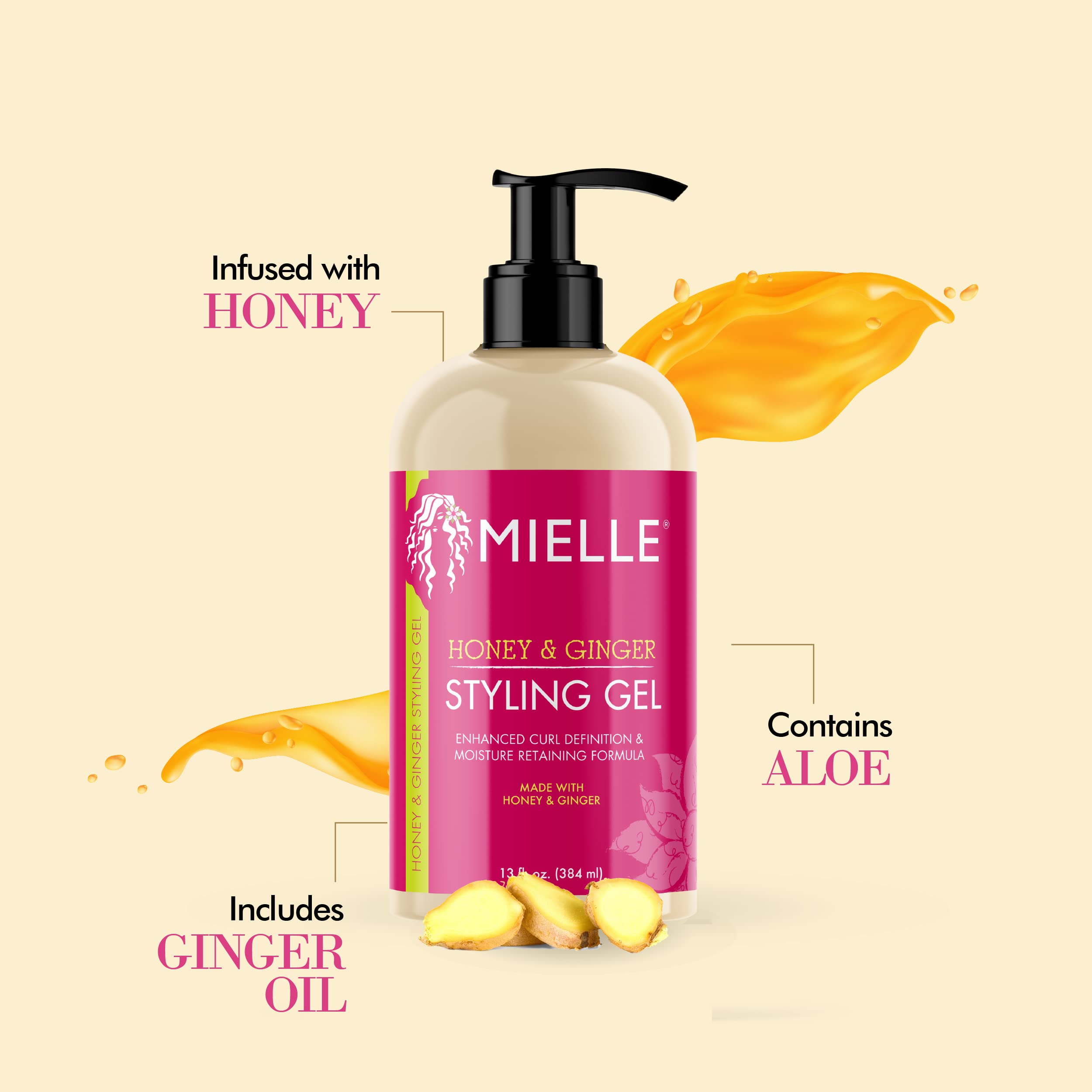 Mielle Organics Styling Gel With Honey And Ginger 12Oz (Pack of 2)