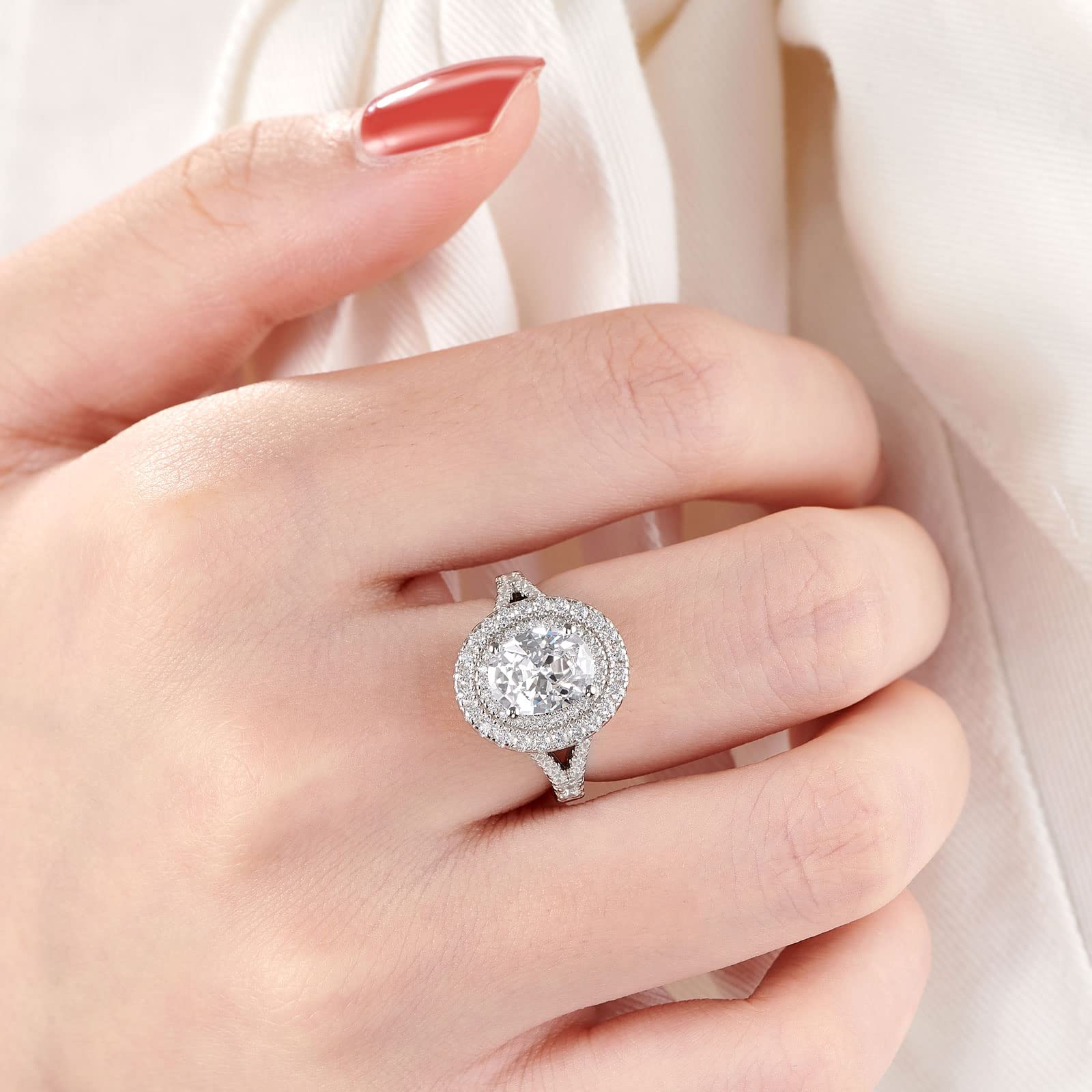 SHELOVES AAAAA Oval Cut Cz Wedding Engegement Ring Promise Ring 925 Sterling Silver Bridal Set Sz 7