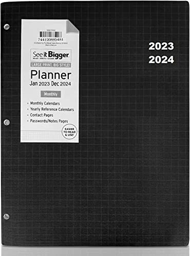 PlanAhead Home/Office 2-Year Large Monthly Planner, January 2023 - December 2024, 8.5 x 11 Inches (Black)