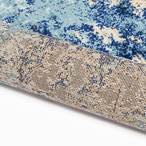 LUXE WEAVERS Rug - Persian Rugs 6490 Abstract Area Rug - Modern Design, Blue / Size 5 x 7