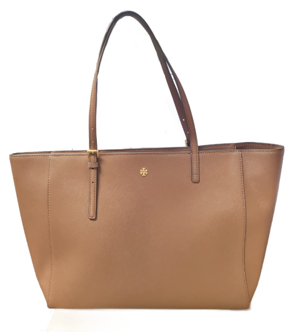 Tory Burch 134836 Emerson Moose Brown With Gold Hardware Women's Large Tote Bag