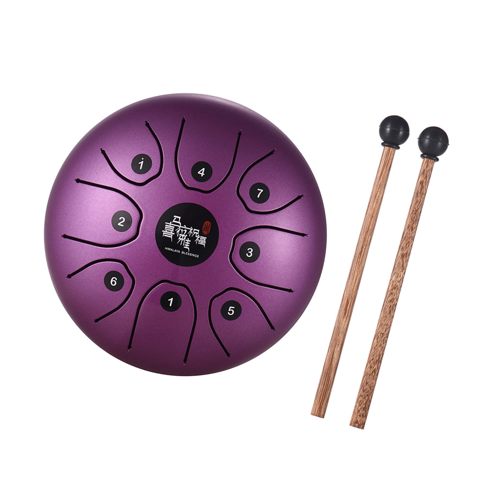 Sasuori 5.5 Inch Mini 8-Tone Steel Tongue Drum C Key Percussion Instrument Handpan Drum with Drum Mallets Carry Bag Purple