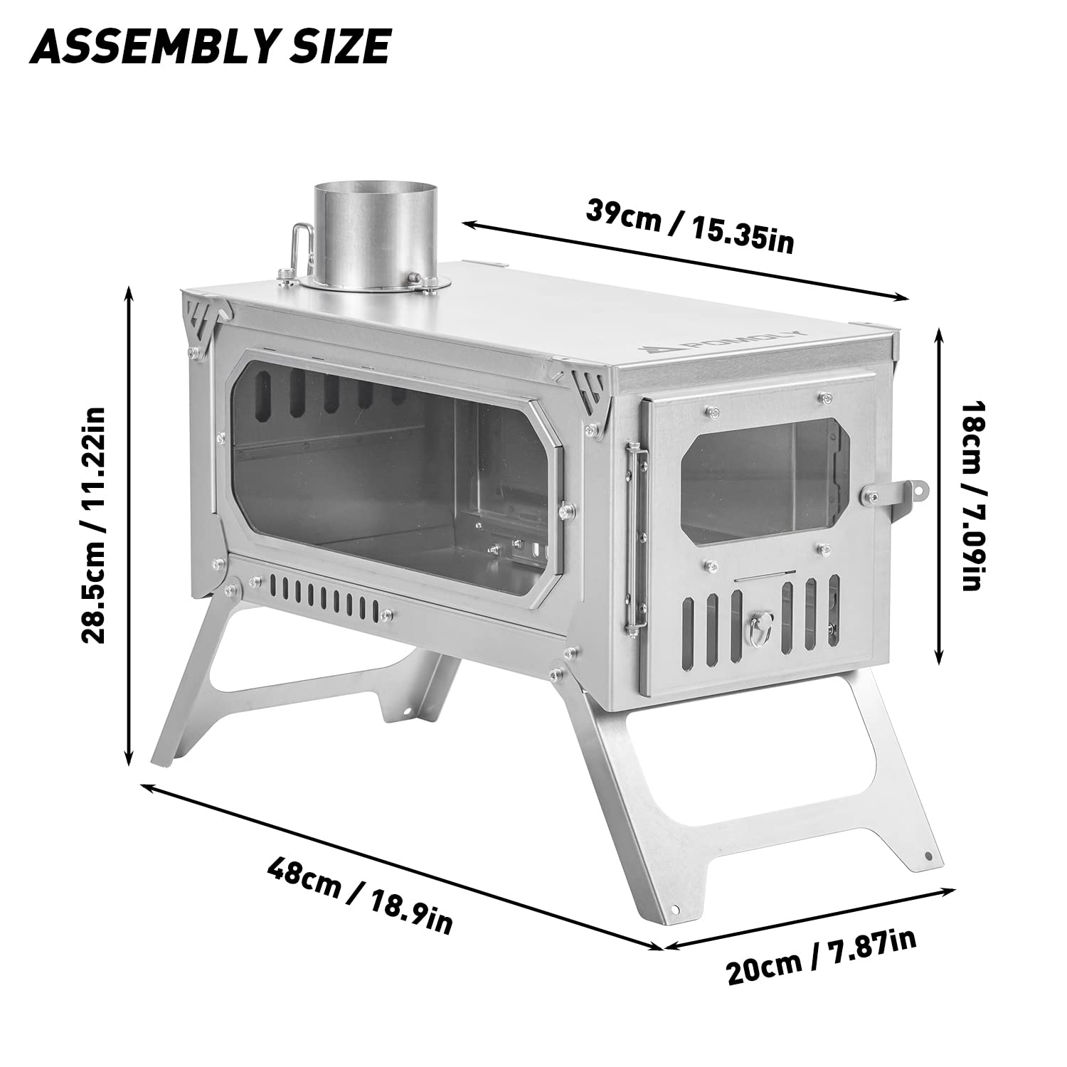 T-Brick 2.0 | Portable Titanium Stove for Hot Tent Camping (Stove Pipe 9.84ft/3m)