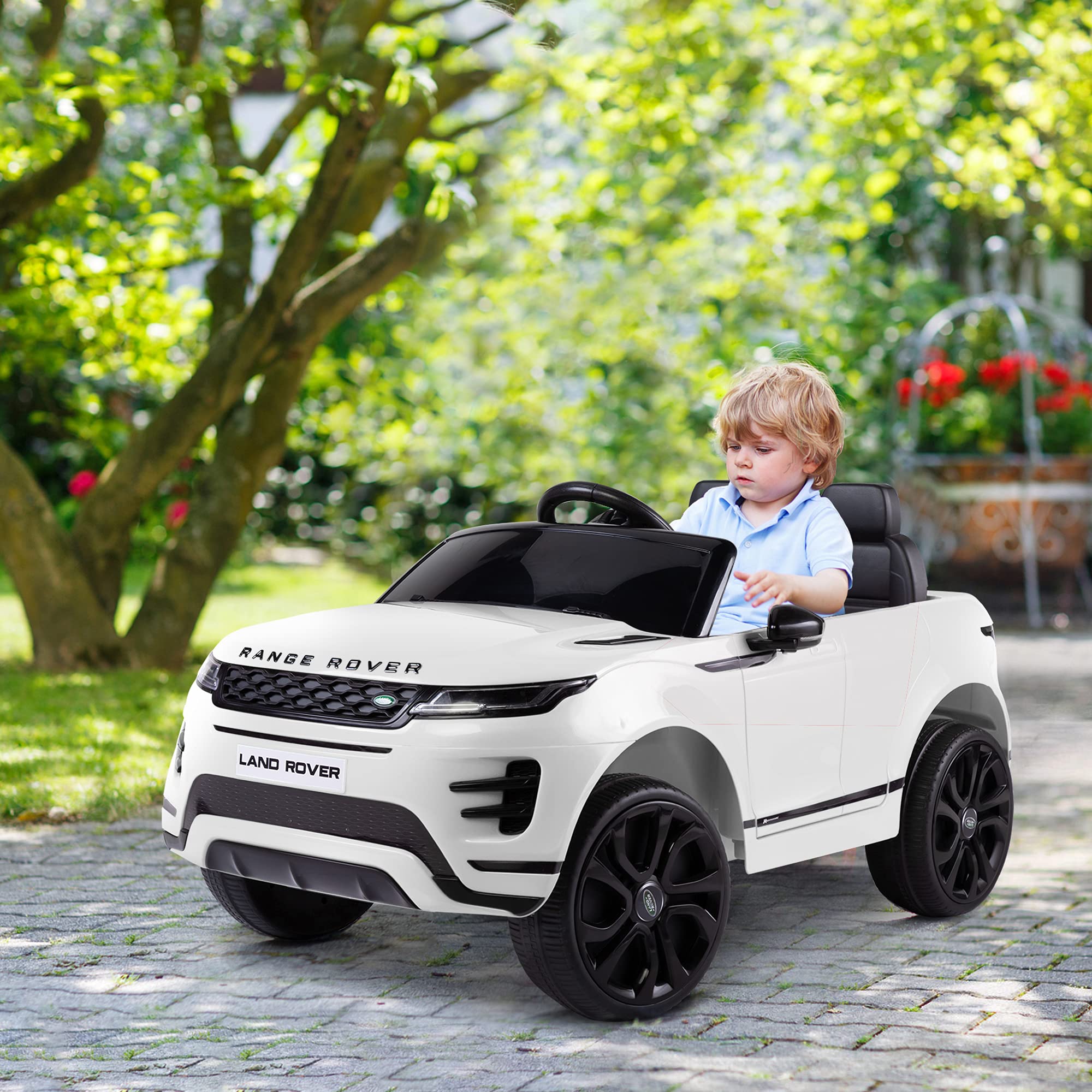 TOBBI 12V Licensed Land Rover Kids Ride On Car with Parental Remote Control, White