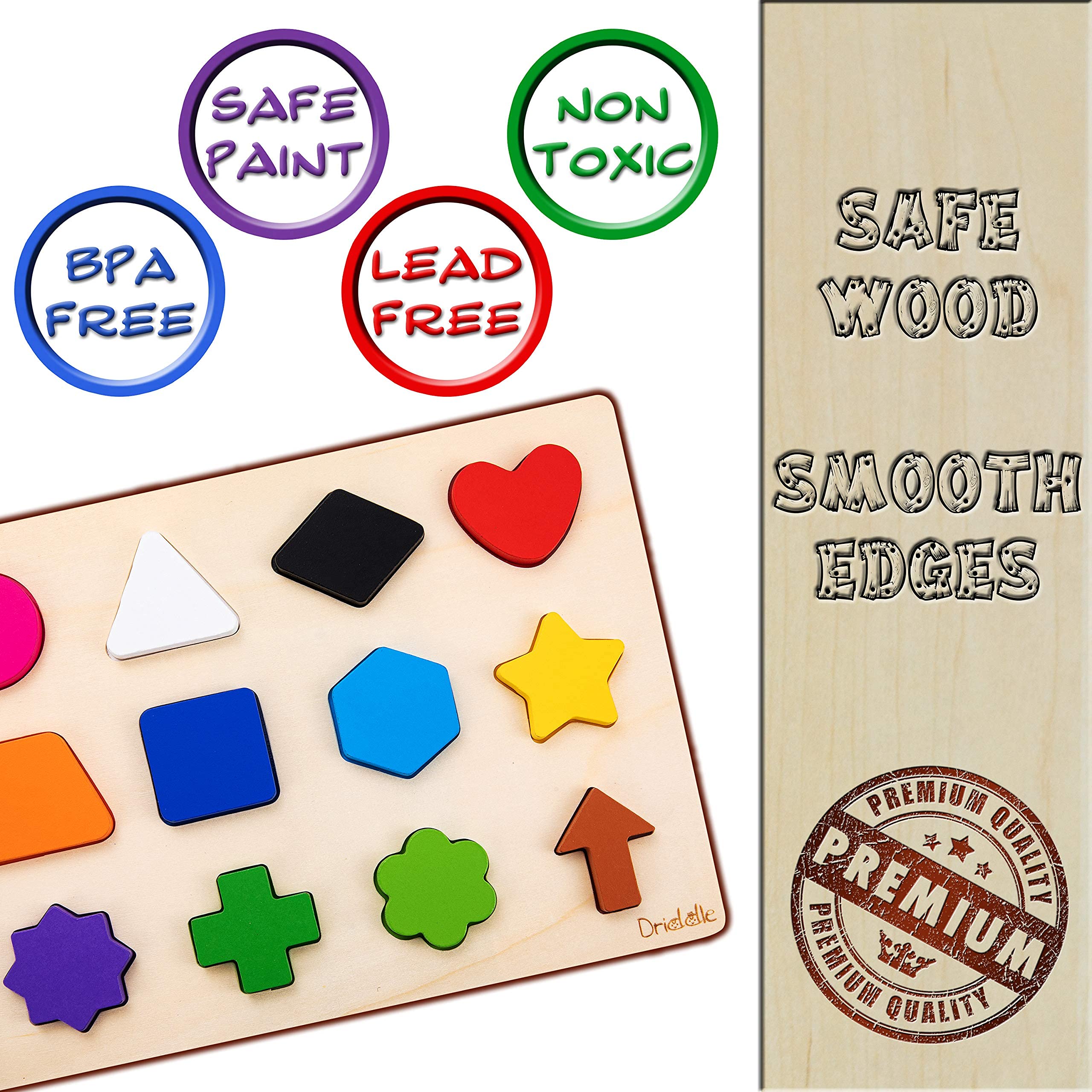 Magnetic Wooden Educational Shape Puzzle - Learn Colors & Shape Recognition Toy β Toddler Preschool Game β Kids Montessori Education