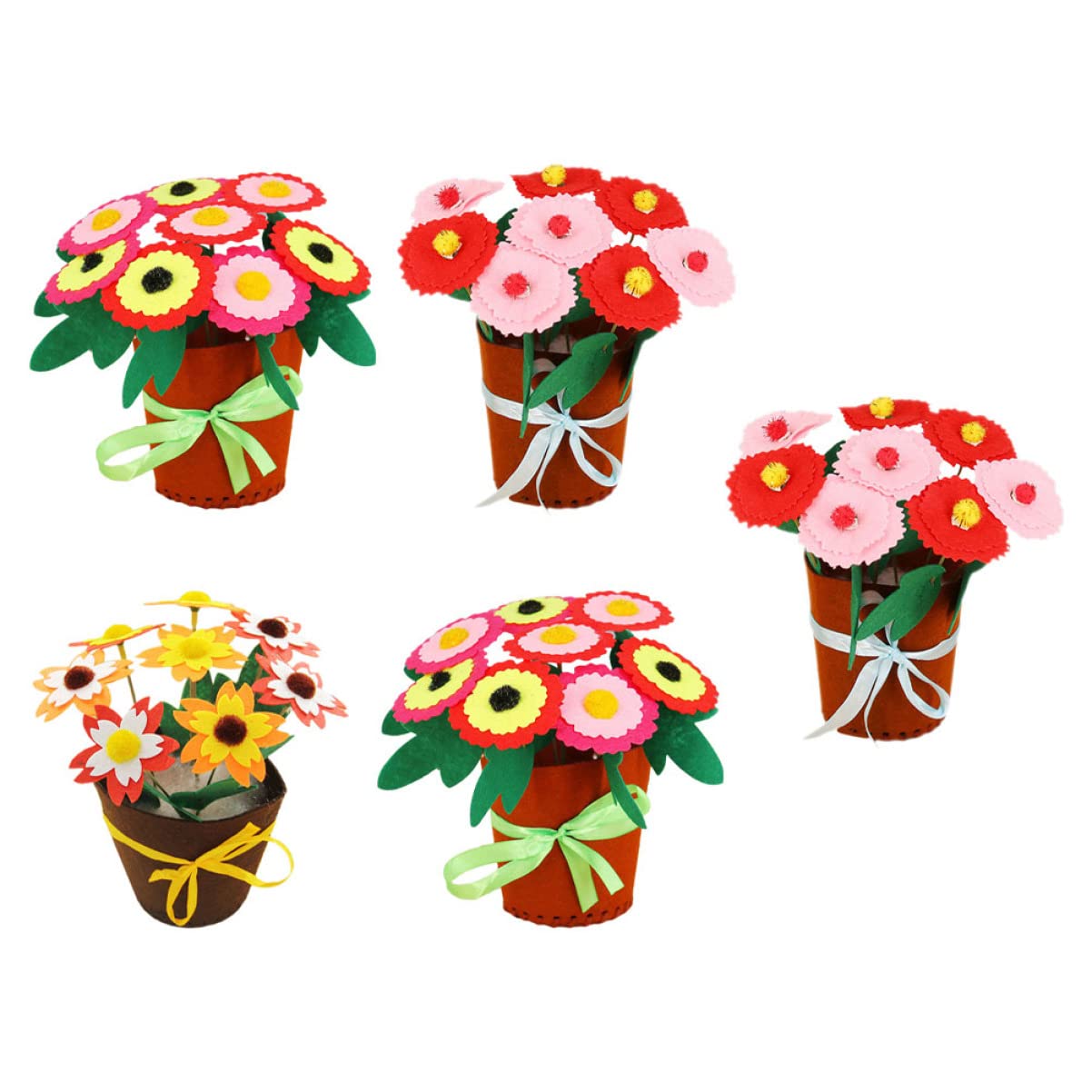 Veemoon DIY Flower Craft Kit 20 Sets Handmade Potting Material Bonsai Tree Artificial Child Non-Woven Fabric Handicraft Materials