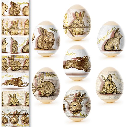 Ukrainian Thermo Heat Shrink Sleeve Decoration Easter Egg Wraps Pysanka Set - for 7 Easter Eggs (Rabbits)