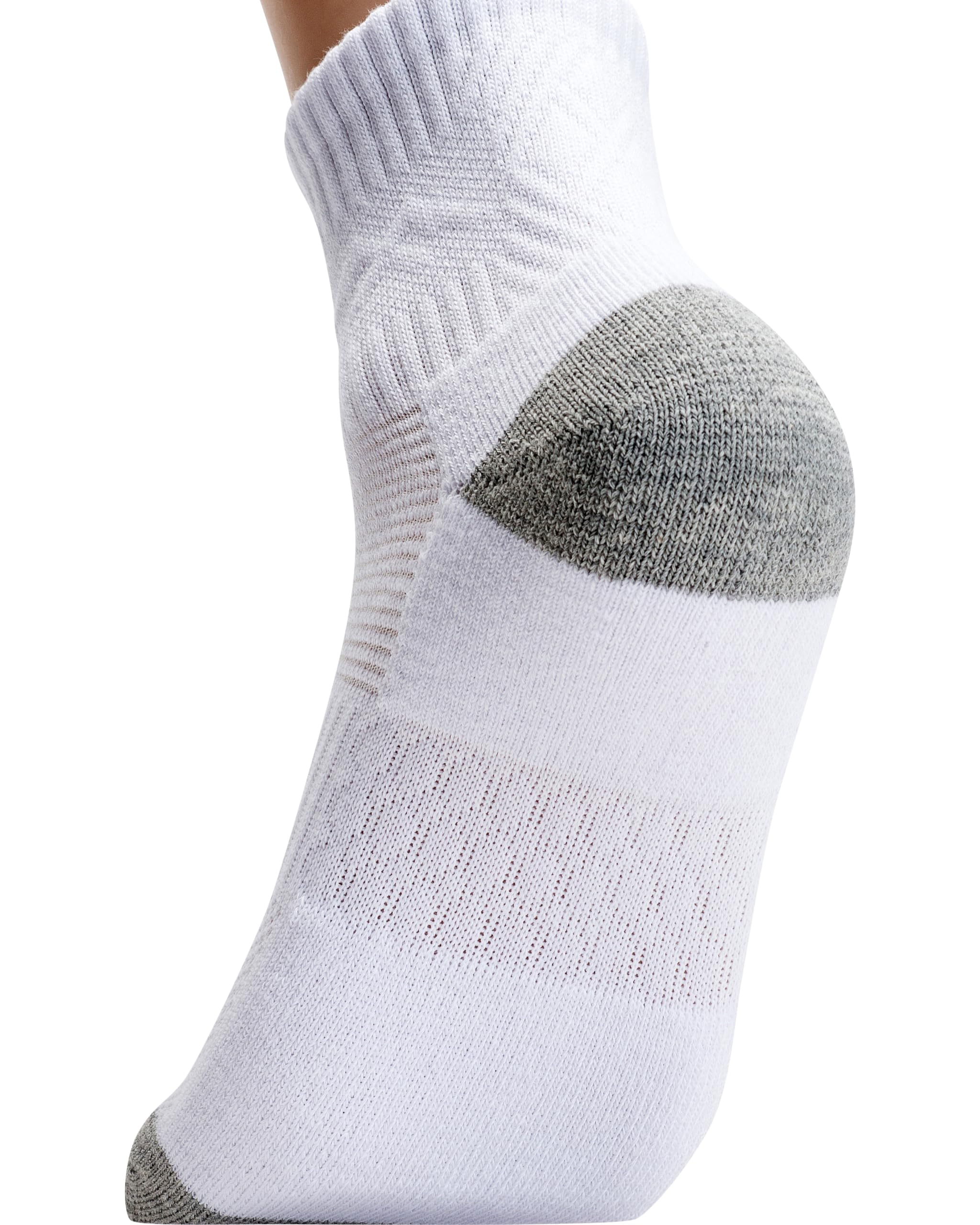 Pro Mountain Quarter Ankle Compression Athletic Cotton Mesh Instep Sports Hiking Socks Size L US Men Shoe 9-11 Women 10-12 4 Pairs White