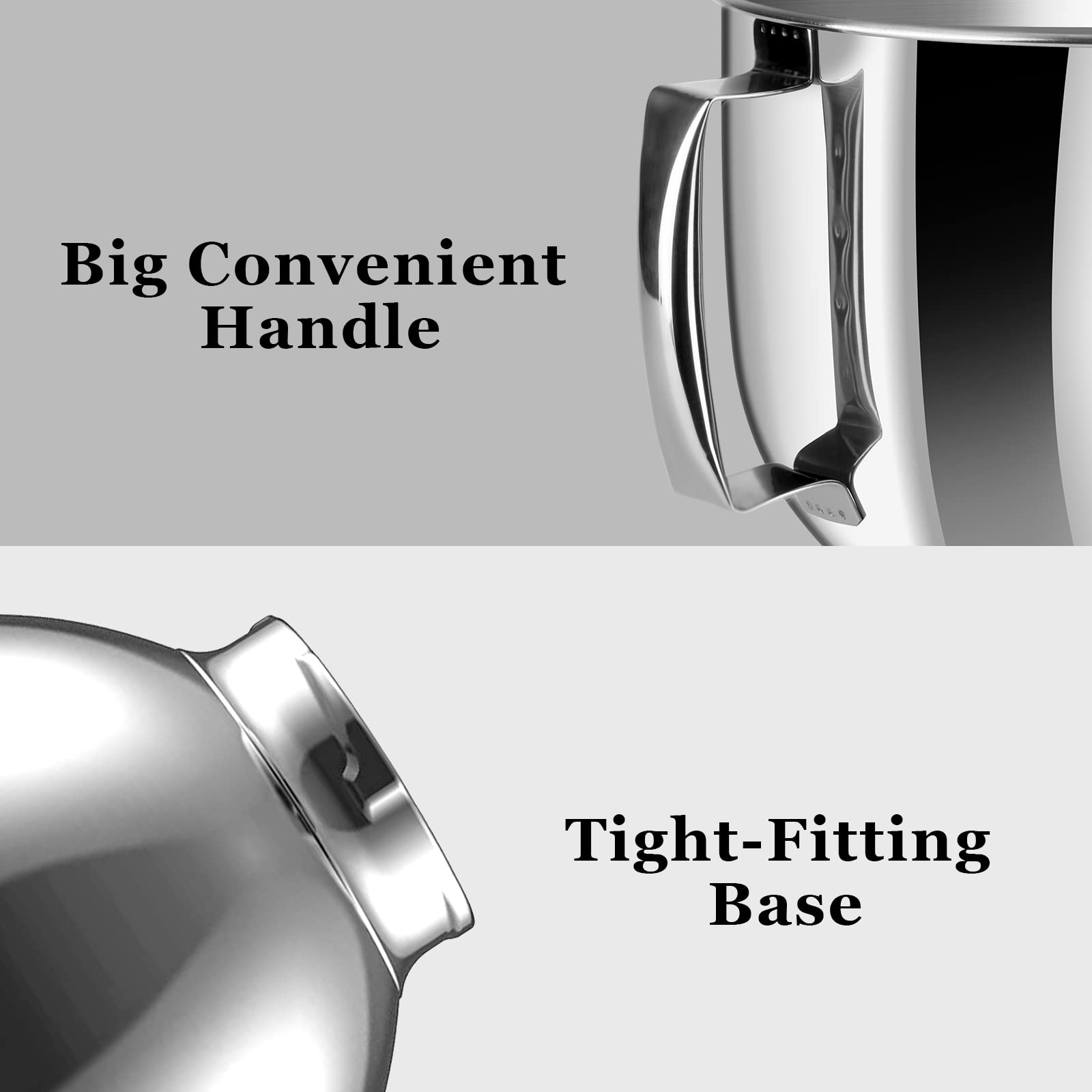 Stainless Steel Bowl Compatible with Kitchenaid Mixer 4.5/5QT,5 Quart Stainless Bowl for Kitchen Aid Mixing