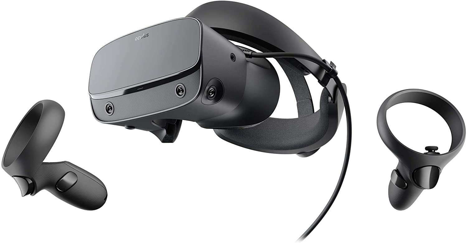 Oculus - Rift S PC-Powered VR Gaming Headset - Black - Two Touch Controller, 3D Positional Audio, Insight Tracking, Adjustable Halo Headband+ AllyFlex Mouspad