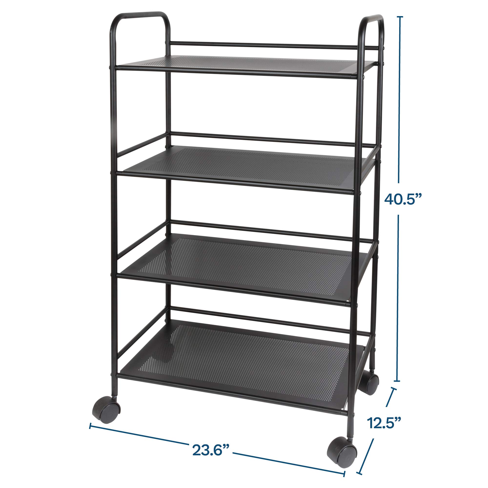 Richards Homewares Durable Metal Multi-Purpose Rolling Utility Cart, 4-Tier, Black