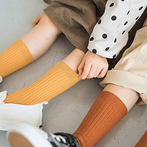 MINI PANDA Boys Socks Crew Socks for Girls 4-6 Years 6-8 Years 8-10 Years 12 Pairs (multicolor-B, 7-9 Years)