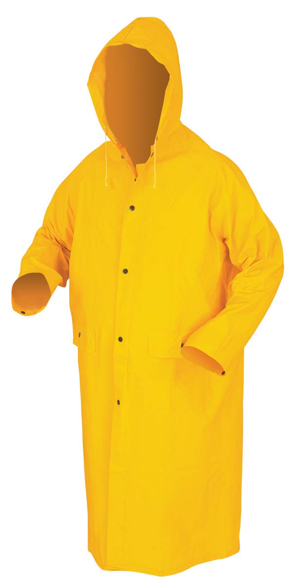 MCR Safety 200CM 49-Inch Classic PVC/Polyester Coat with Detachable Hood, Yellow, Medium