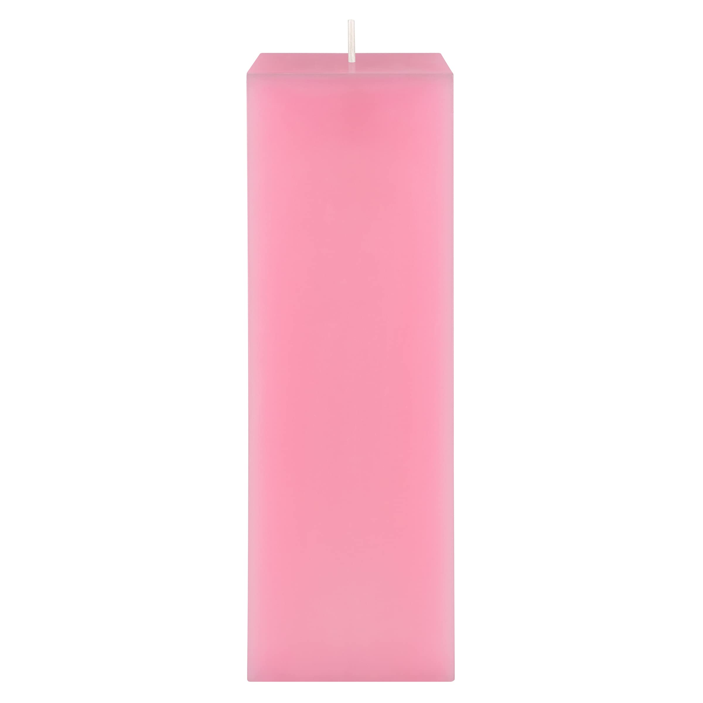 Mega Candles 1 pc Unscented Pink Square Pillar Candle, Hand Poured Premium Wax Candles 3 Inch x 9 Inch, Home DĂŠcor, Wedding Receptions, Baby Showers, Birthdays, Celebrations, Party Favors & More