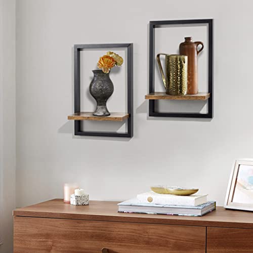 ZGZD Decorative Floating Shelves Wall Mounted Cube Storage Shelf for Home Decor, Set of 2, 4β Deep