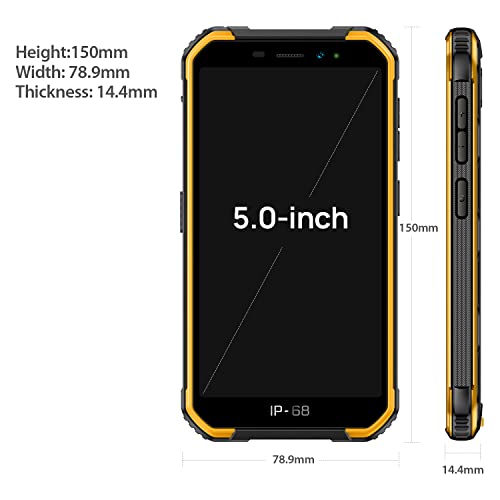 Ulefone Armor X6 Pro Unlocked Smartphone - Android 12 OS, Quad-Core Processor 4GB RAM & 32GB ROM, 13MP Main Camera, 4000mAh Battery, 5.0-inch Screen, Dual SIM 4G Rugged Cell Phones (Orange)