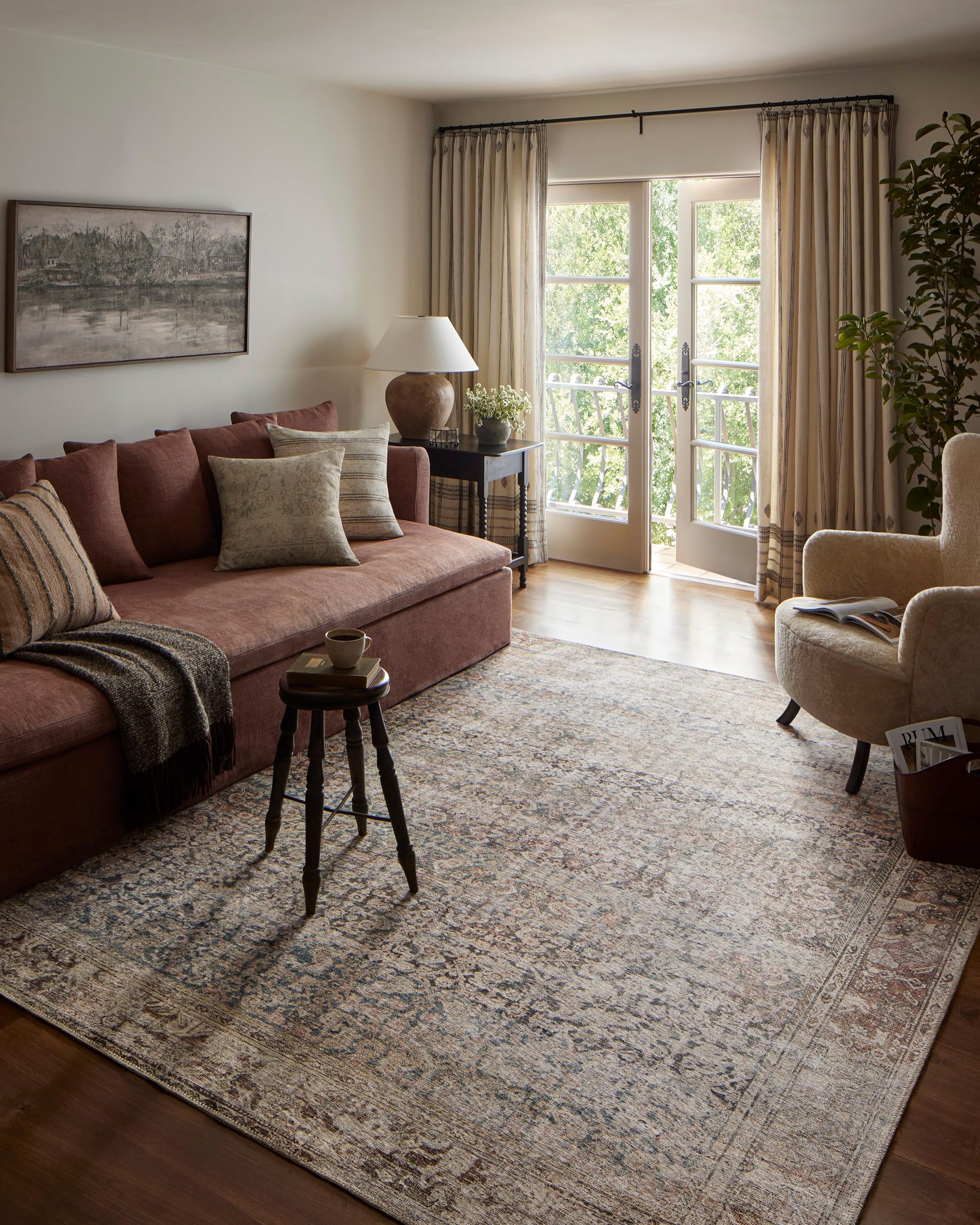 Loloi Amber Lewis x Loloi Georgie Collection GER-09 Multi / Spice, 8'-4" x 11'-6", 0.19" Thick Area Rug