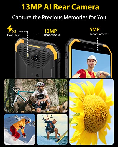 Ulefone Rugged Phones Unlocked, Armor X6 Pro IP68/69K Dustproof Waterproof Smartphone, 8GB+32GB, Android 12, 5.0 inches, 13MP + 5MP, NFC, Custom Key, Gloves Mode, Face Unlock, US Version (Black)