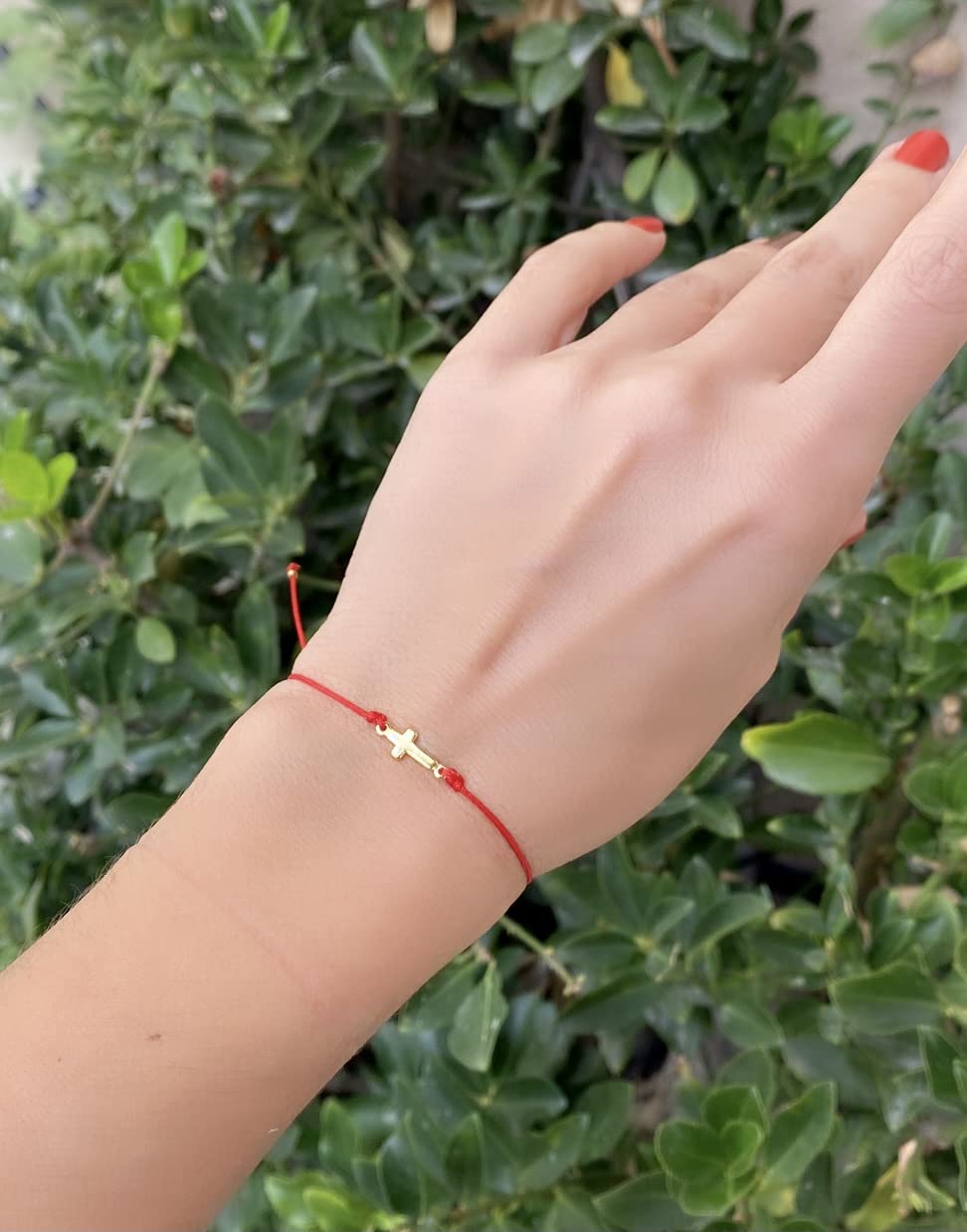 Live Gems | 14K Gold Filled Sideways Cross Red String Bracelet, Red String Cross Charm Bracelet, Summer Jewelry Gift for Her, Birthday Jewelry