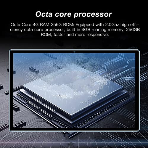 Yunseity 10 Inch IPS HD Tablet, 4G 5G WiFi Calling Tablet, 4GB RAM 256GB ROM PC Tablet, MT6735 8 Core CPU, Dual Stereo Speakers, Great for Gaming Reading Learning (Blue)