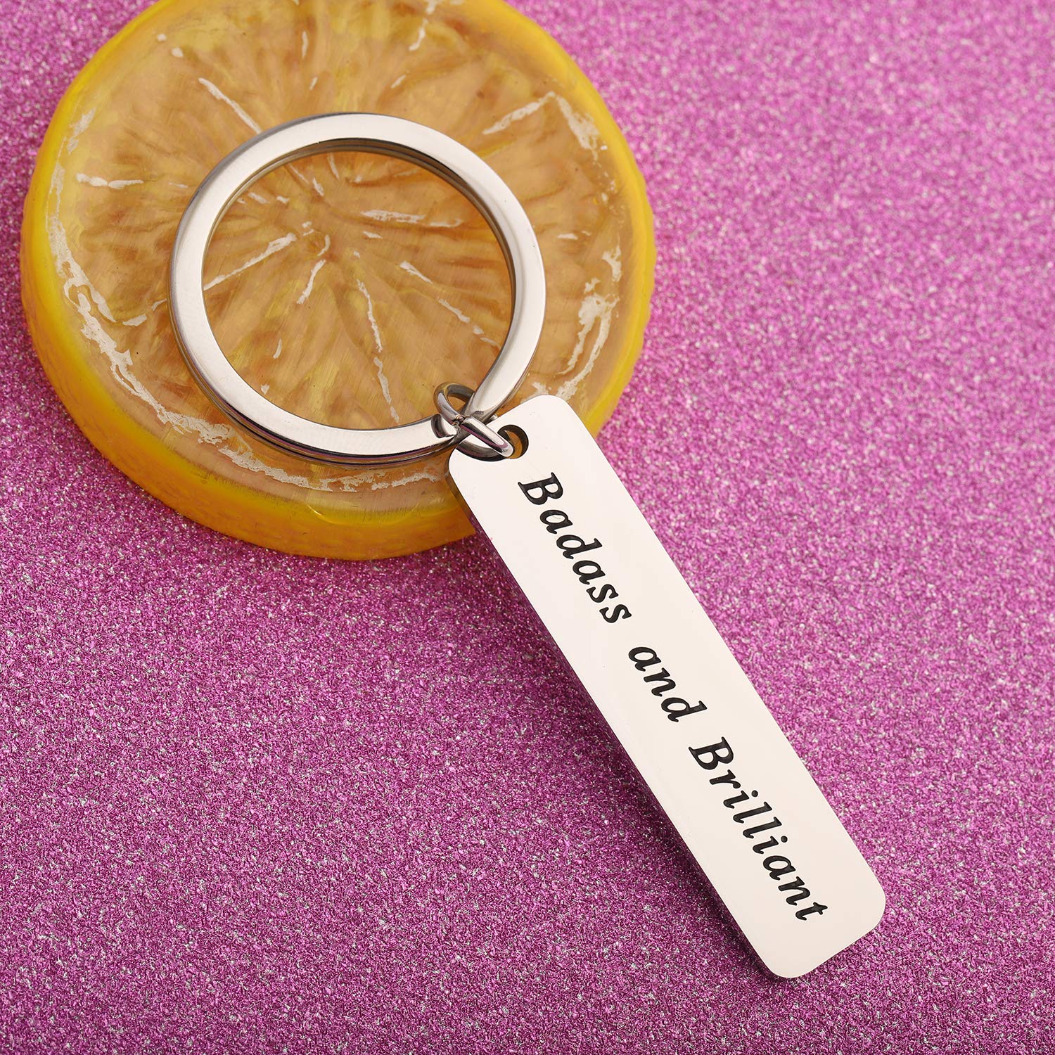 LQRI Funny Keychain Gift Badass & Brilliant Keychain Birthday Gift for Best Friend Girlfriend Badass Mom Badass Bitch (sliver)
