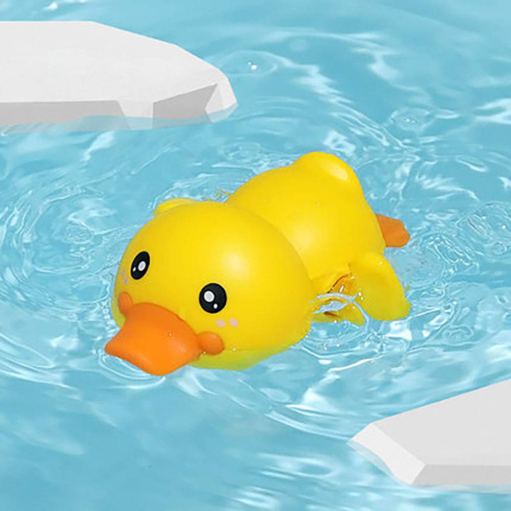 NEXTAKE Kids Bath Toy Wind-up Swimming Duckling Clockwork Bathtub Toy Water Toy for Toddlers (Yellow)