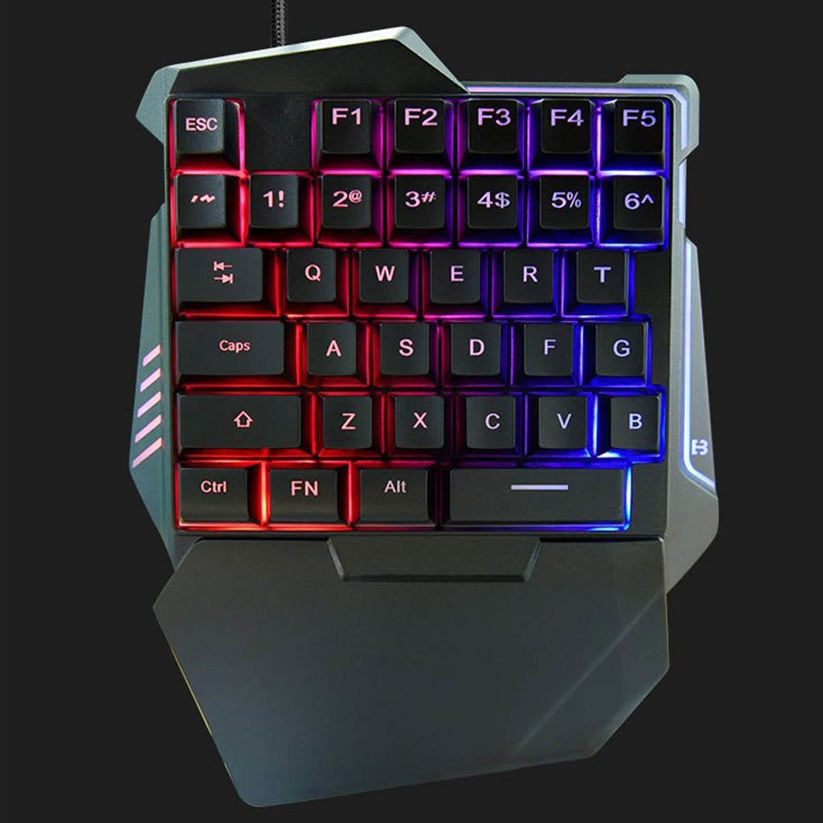 Zunate One Handed Gaming Keyboard, RGB Backlit 35 Keys Portable Mini Gaming Keypad, USB Wired Single Hand Ergonomic Keyboard for Game