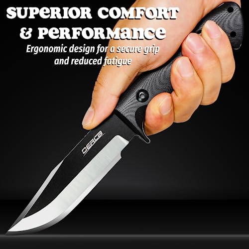 OERLA TAC OLK-033RD Outdoor Knife Fixed Blade Camping Hunting Survival Field Knife 420HC Full Tang Steel with Kydex Sheath and EDC Tactical Belt Clip