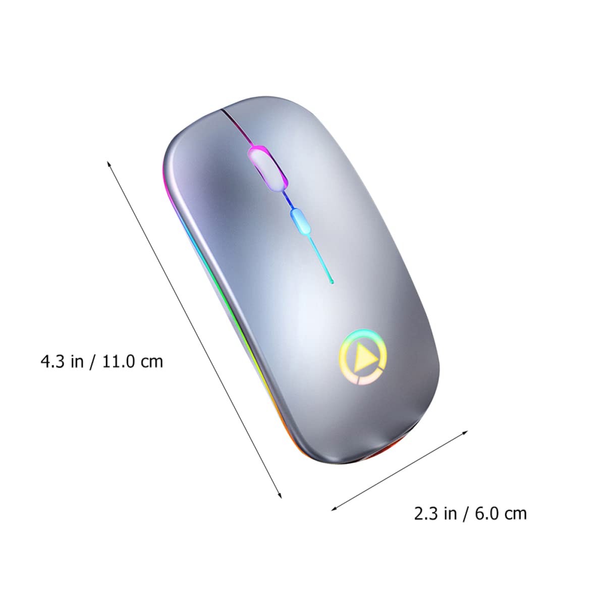 SOLUSTRE 2pcs Ergonomic Light Long- Lasting Notebook Noiseless Gamers Grey Rechargeable Luminescent Computer Gaming Mute Mice Home for Charging Desktop Gamer Optical Mobile