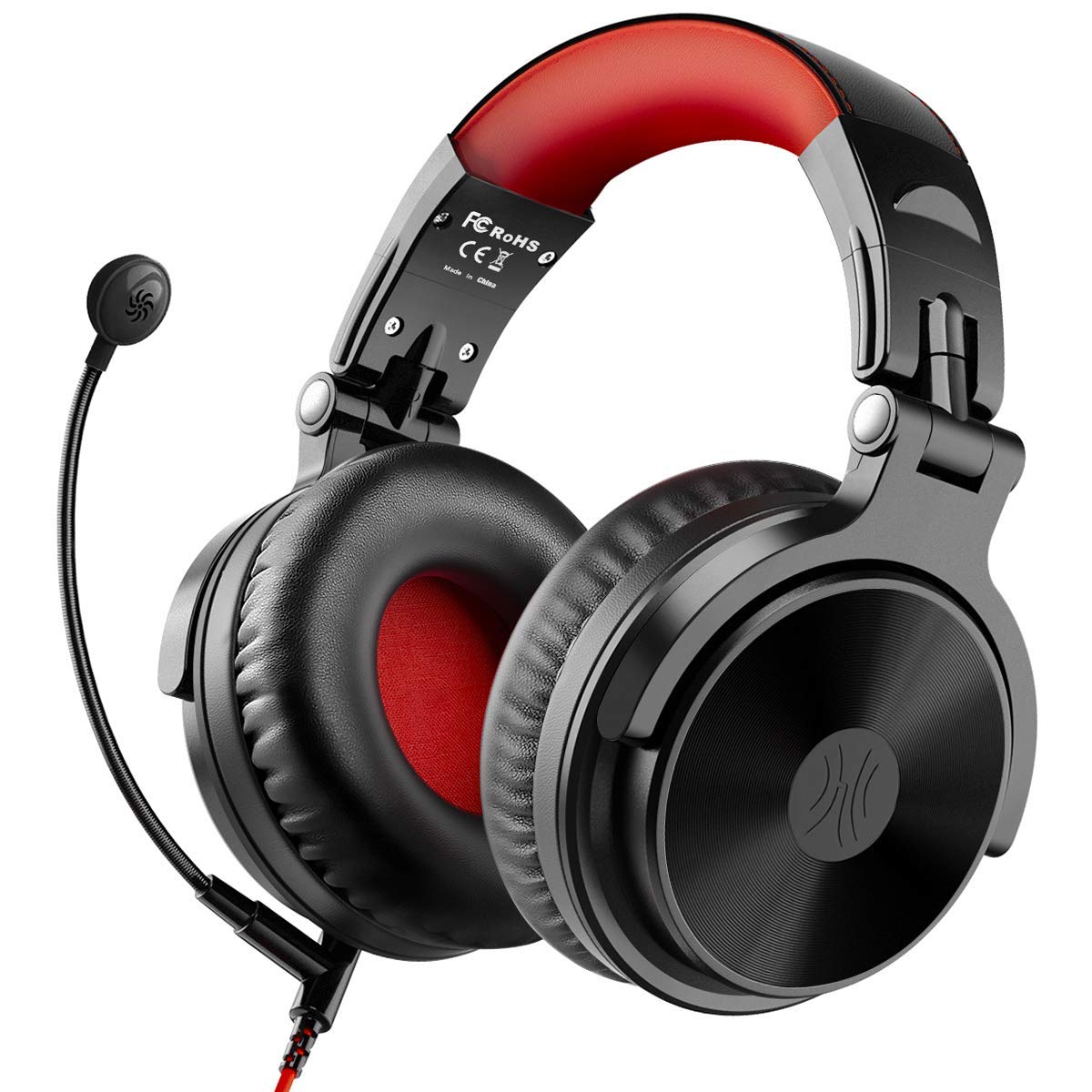 OneOdio Bluetooth Over Ear Headphones with 110Hrs Playtime Wired Gaming Stereo Headsets with Boom Mic for PS4, Xbox one, PC, Wireless Headset for Phones, Laptop, Office - Studio Wireless(Y80B) (Red)